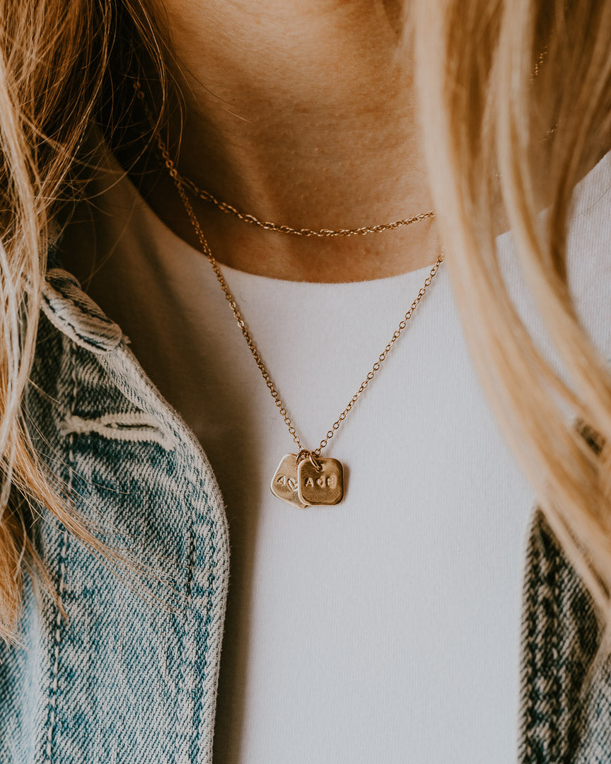 Square Tags Necklace - Hand Stamped Personalized Necklace – Every Day ...